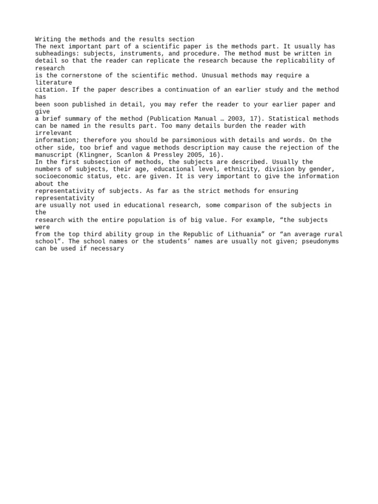 Writing The Methods and The Results | PDF