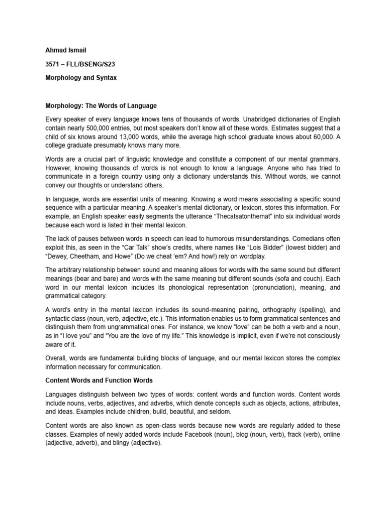 Chapter 3 Morphology Pdf Word Morphology Linguistics