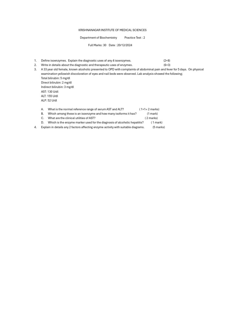 Biochemistry Class Test 2 | PDF