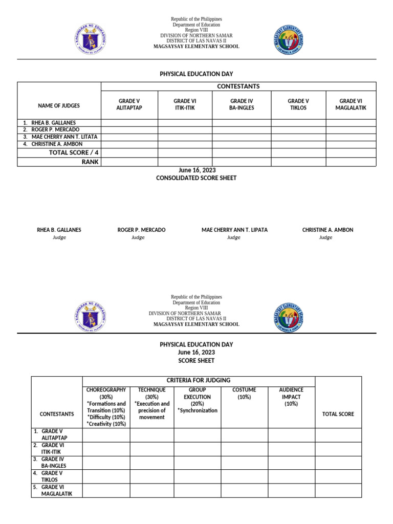 SCORE SHEET FOLK DANCE | PDF | Dances | Performing Arts