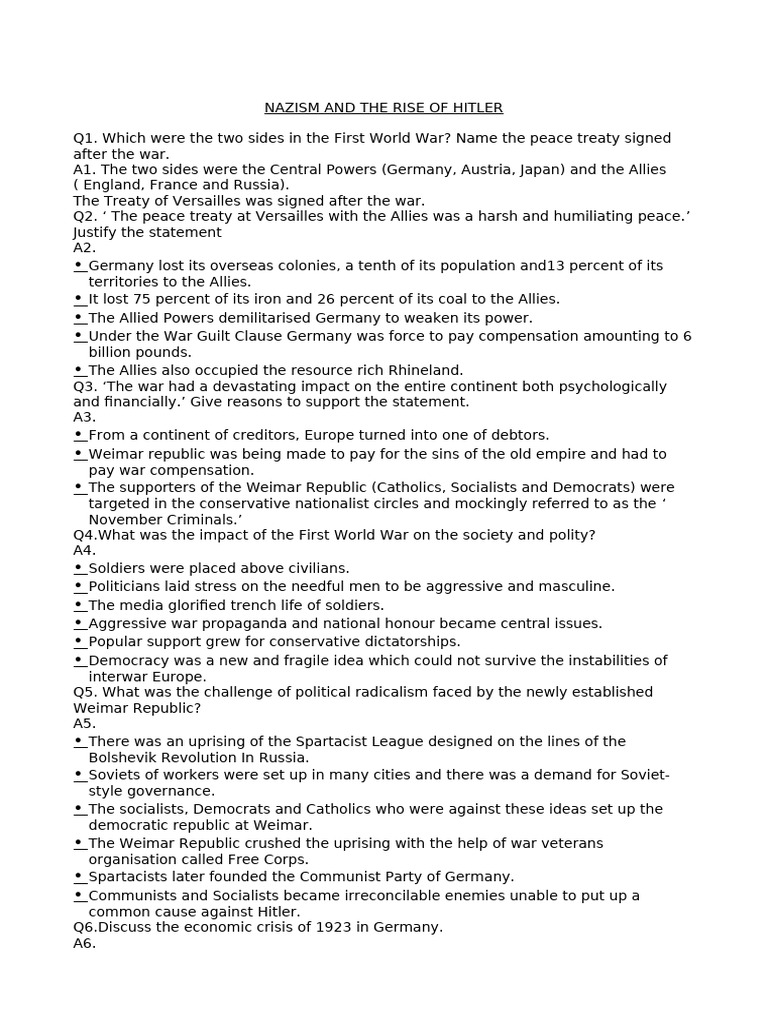 Nazism and The Rise of Hitler | PDF | Nazi Germany | Weimar Republic