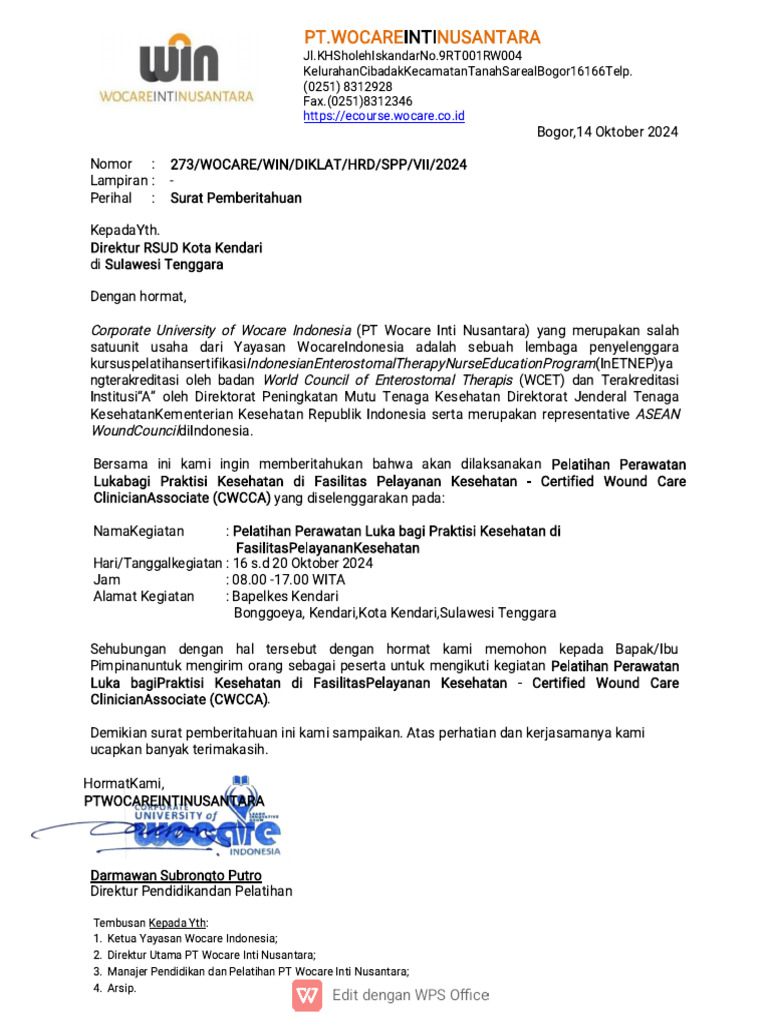 WIN. Surat Pemberitahuan Kepada Muh. Afdal Firdaus-1 | PDF