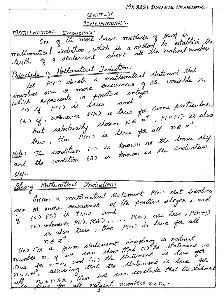 Ma23311 - Dm - Unit - II - Combinatroics_06b2c8b045e4798d13d9ffcb544be251 | PDF