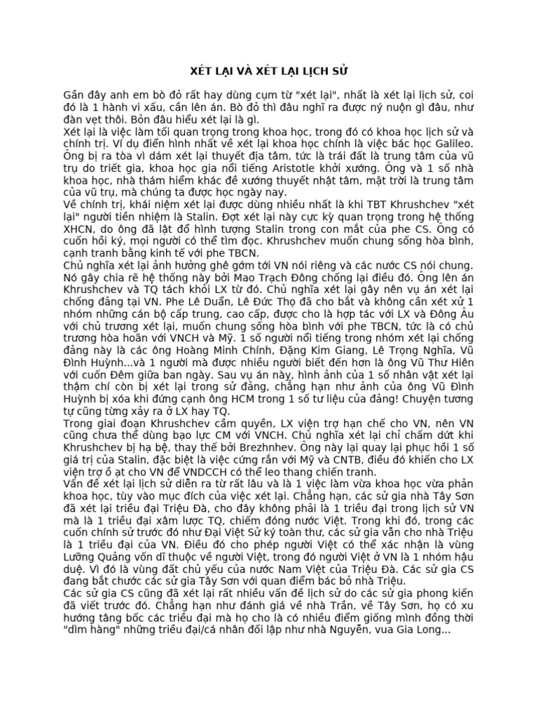 XÉT LẠI VÀ XÉT LẠI LỊCH SỬ | PDF
