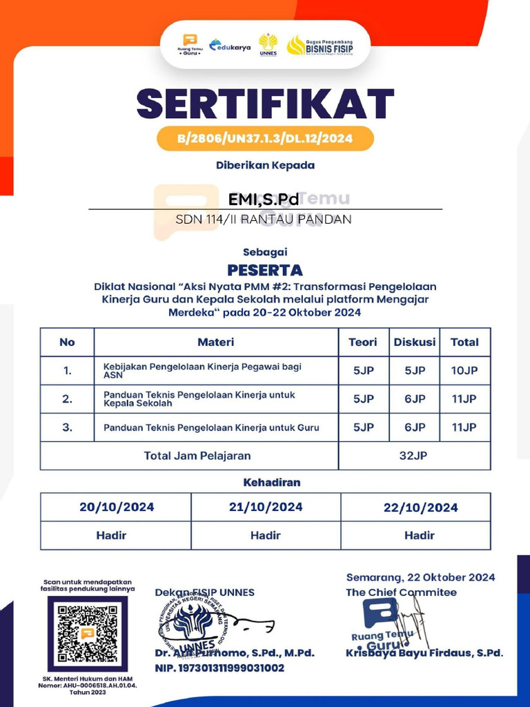 Sertifikat EMI, S.PD - Oktober 2024 | PDF
