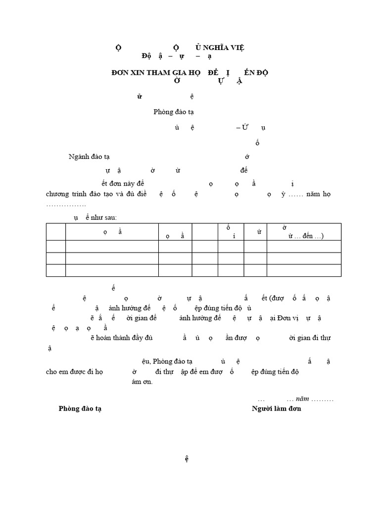 Đơn Xin Thực Tập Khoa Tud | PDF