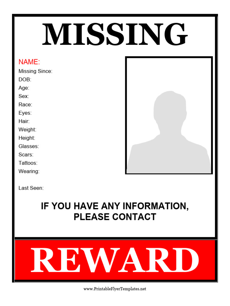 Missing Person Flyer Template | PDF
