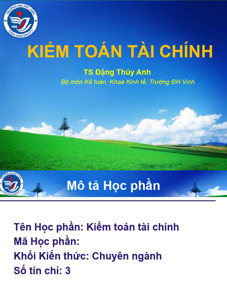 Slide Bai Giang Kiem Toan Tai Chinh - Cdio.2021.gui SV | PDF