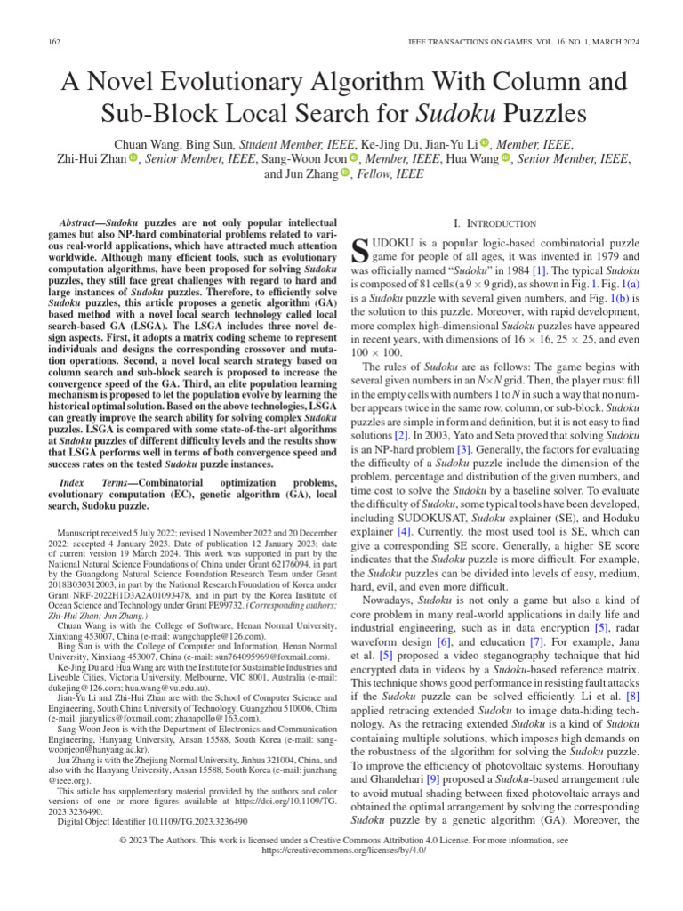 Sudoku Solving with Evolutionary Algorithm | PDF | Algorithms | Algorithms And Data Structures