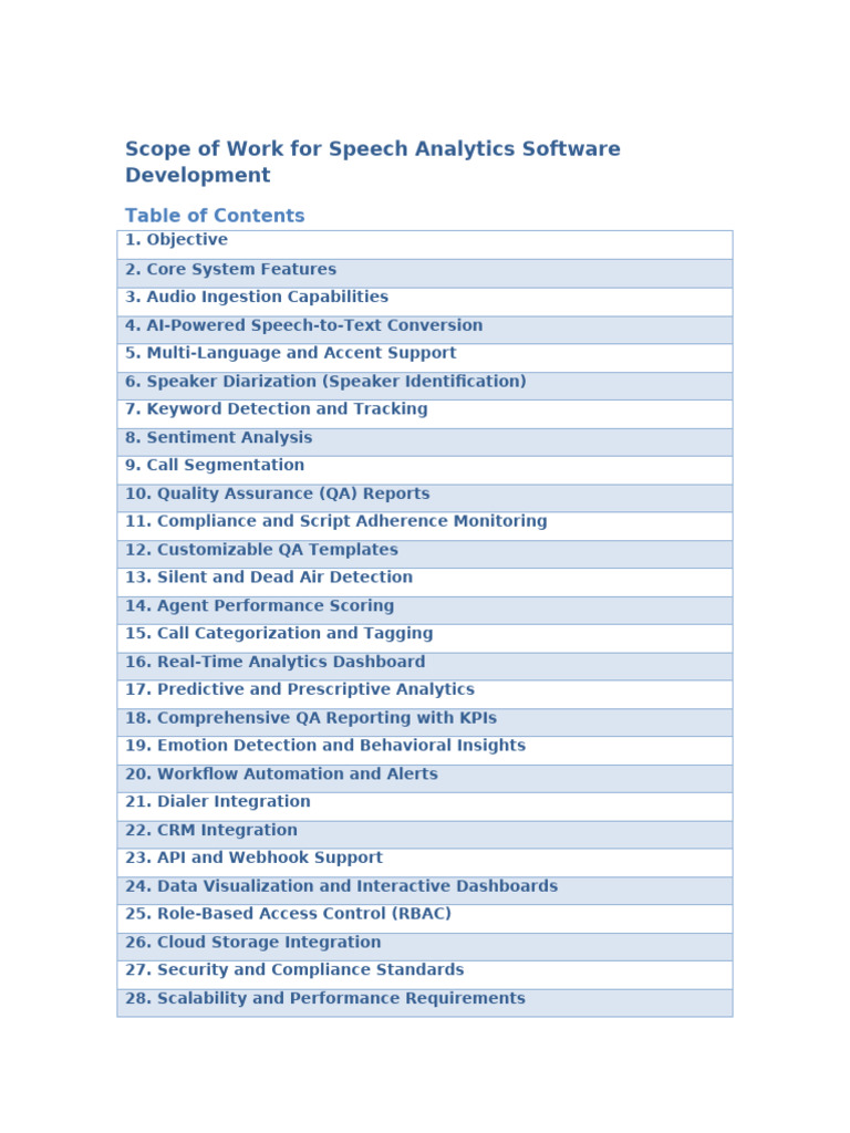 Scope of Work Speech Analytics | PDF | Analytics | Cloud Computing