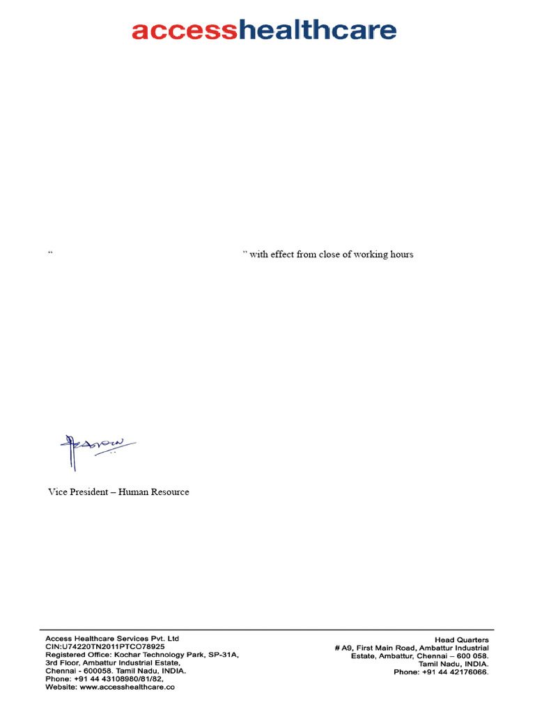 Access Relieving Letter | PDF