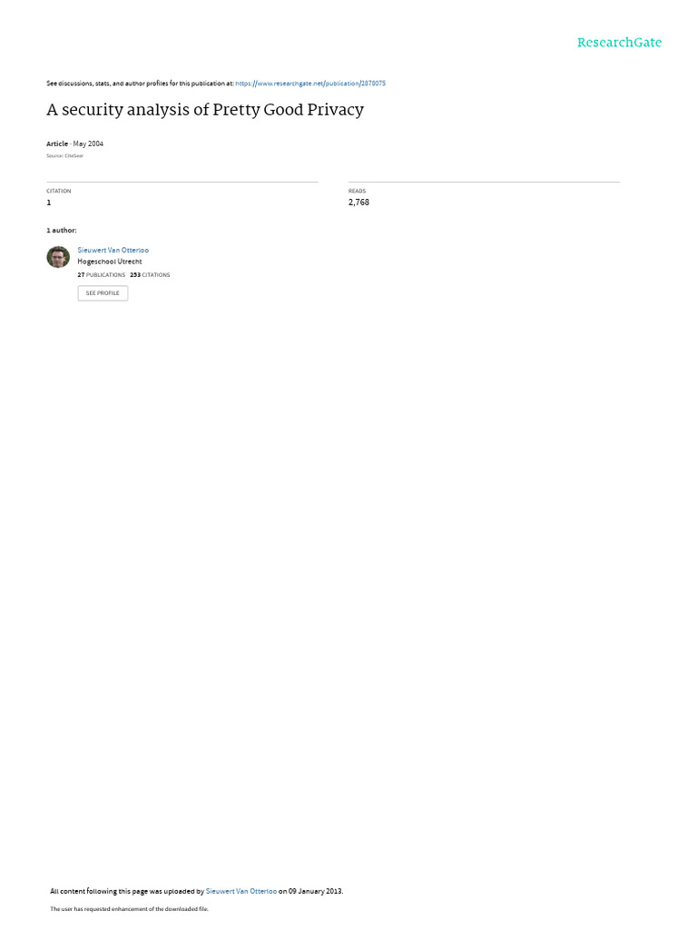 A Security Analysis of Pretty Good Privacy | PDF | Key (Cryptography ...