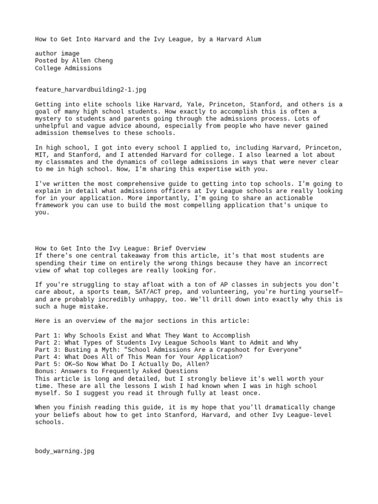 How to Get Into Harvard and the Ivy | PDF | Ivy League