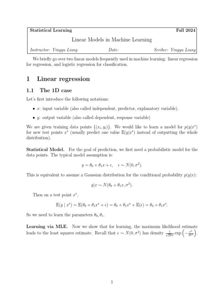 4 Linear Regression Additional Notes | PDF | Ordinary Least Squares ...