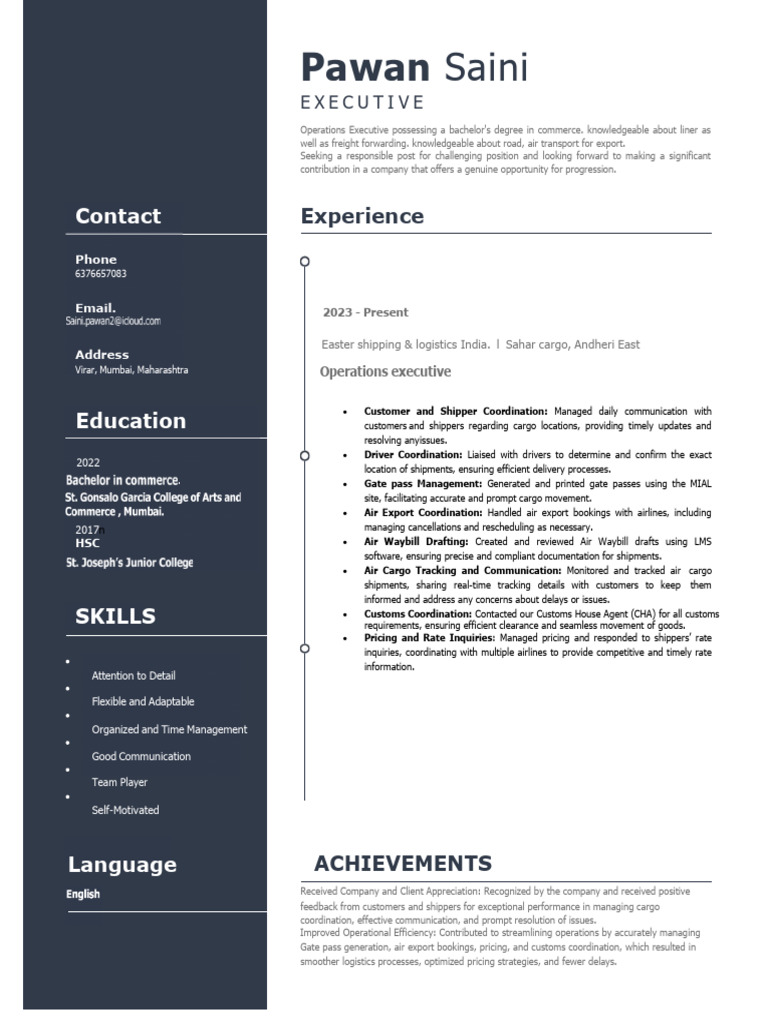Pawan Saini Updated Resume | PDF | Cargo | Freight Transport