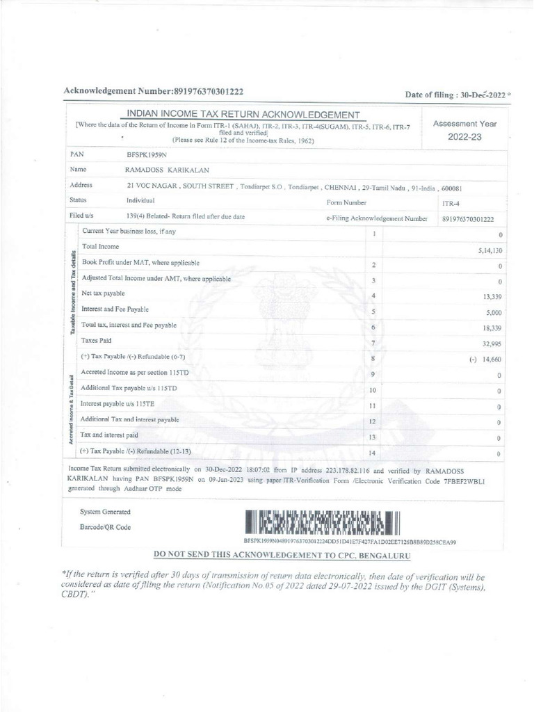 Ramadoss Karikalan Fy 21-22 | PDF