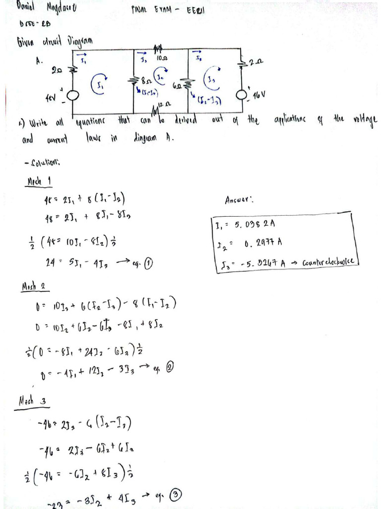 (Daniel) Ee 211 - Final Exam | PDF