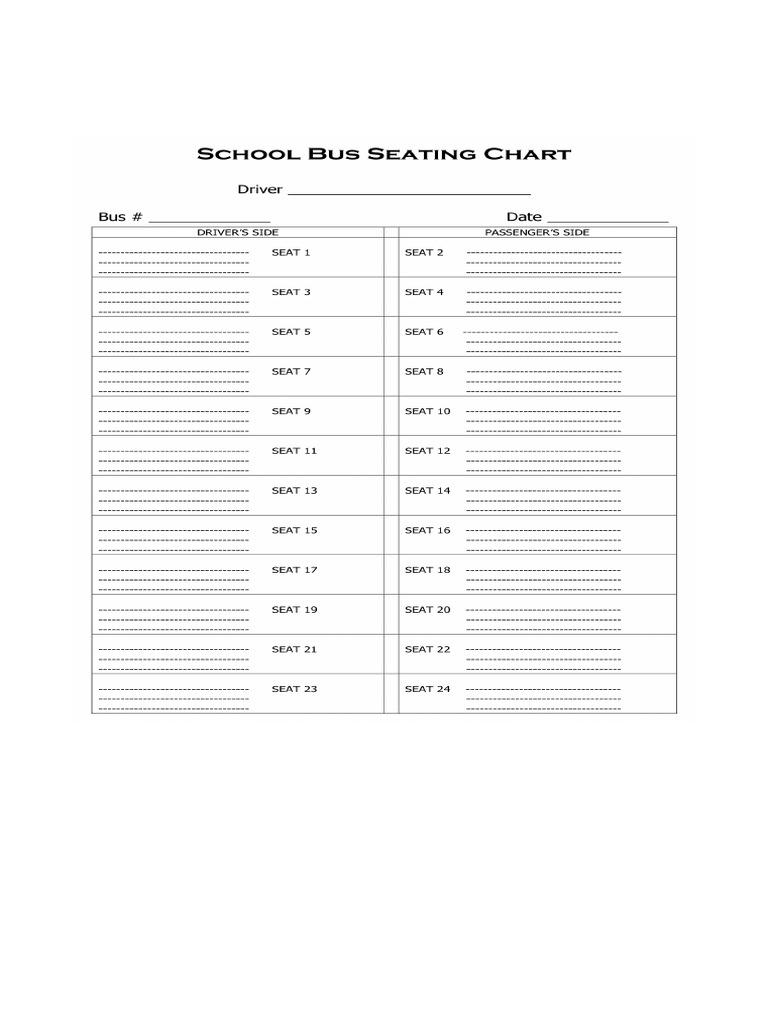 School Bus Seating Chart Ideas - PNG | PDF