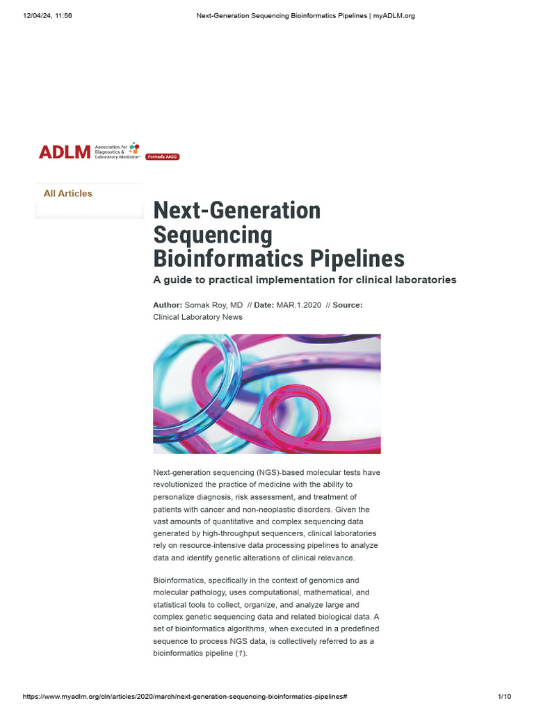 Next-Generation Sequencing Bioinformatics Pipelines _ myADLM.org | PDF | Dna Sequencing ...