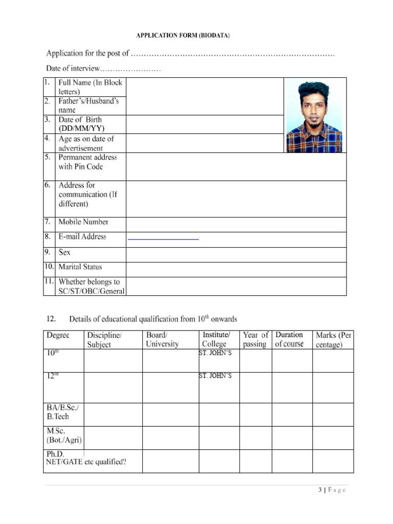 Application for JRF | PDF