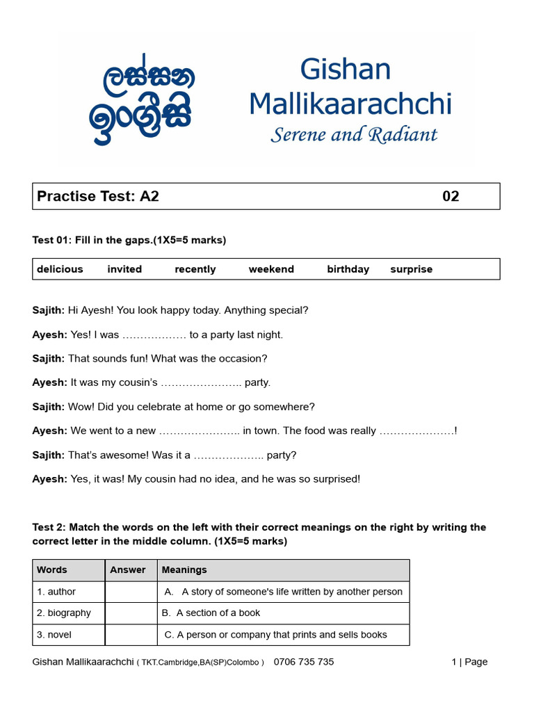 A2 Practice Test Overview | PDF | Amazon Rainforest | Deforestation