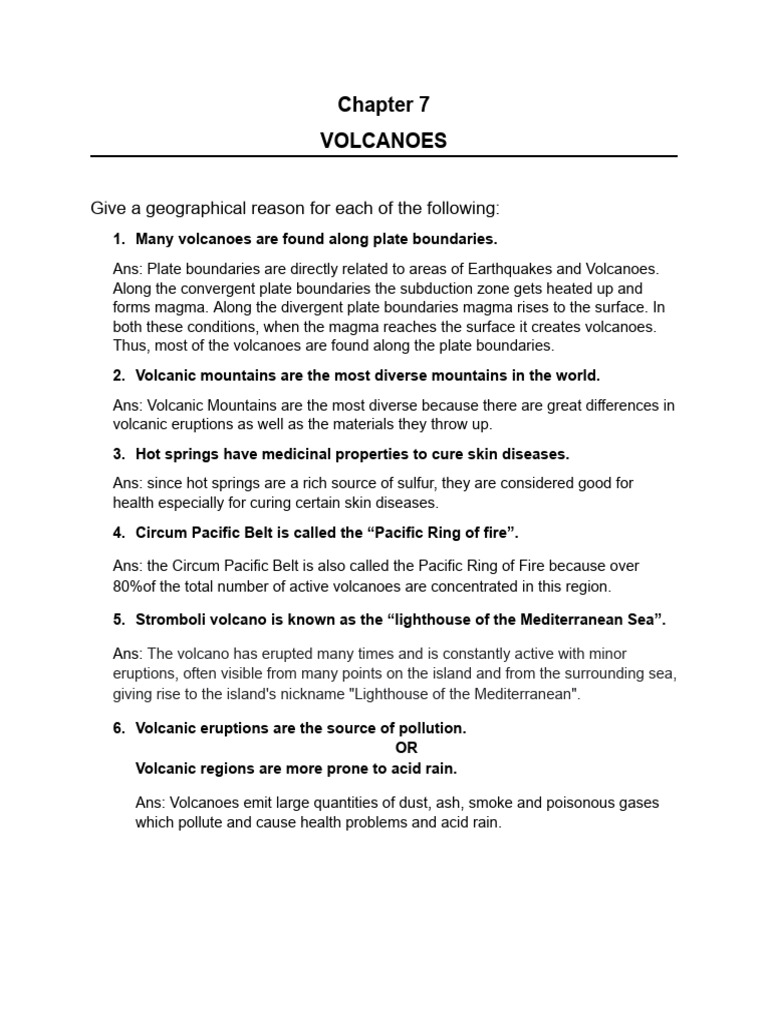 Chapter 7 - Volcanoes | PDF