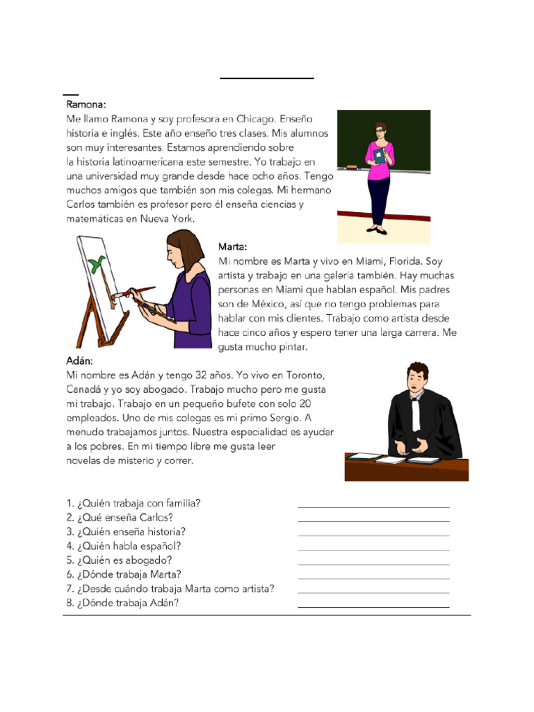Las_profesiones_-_Worksheet_comprension_lectora_y_traduccion | PDF