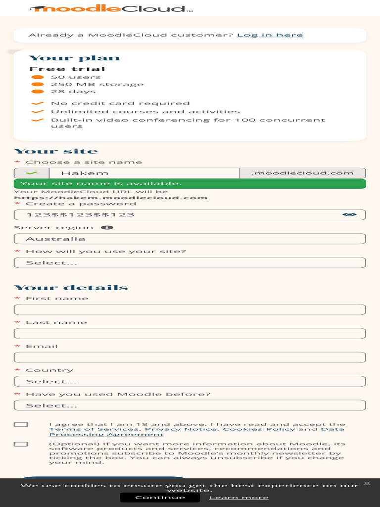 MoodleCloud Signup | PDF