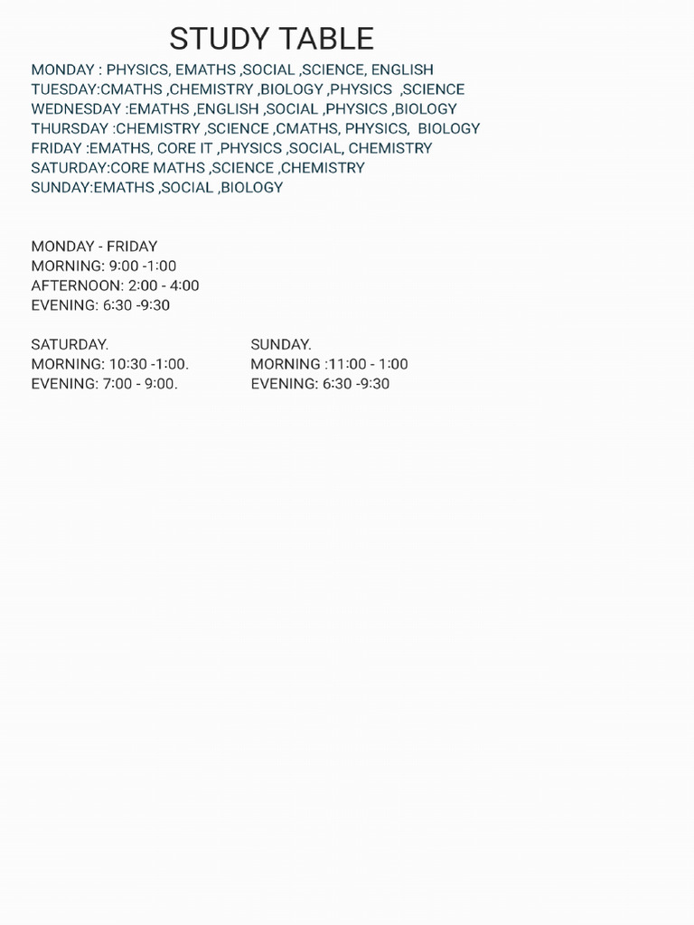 Time Table | PDF