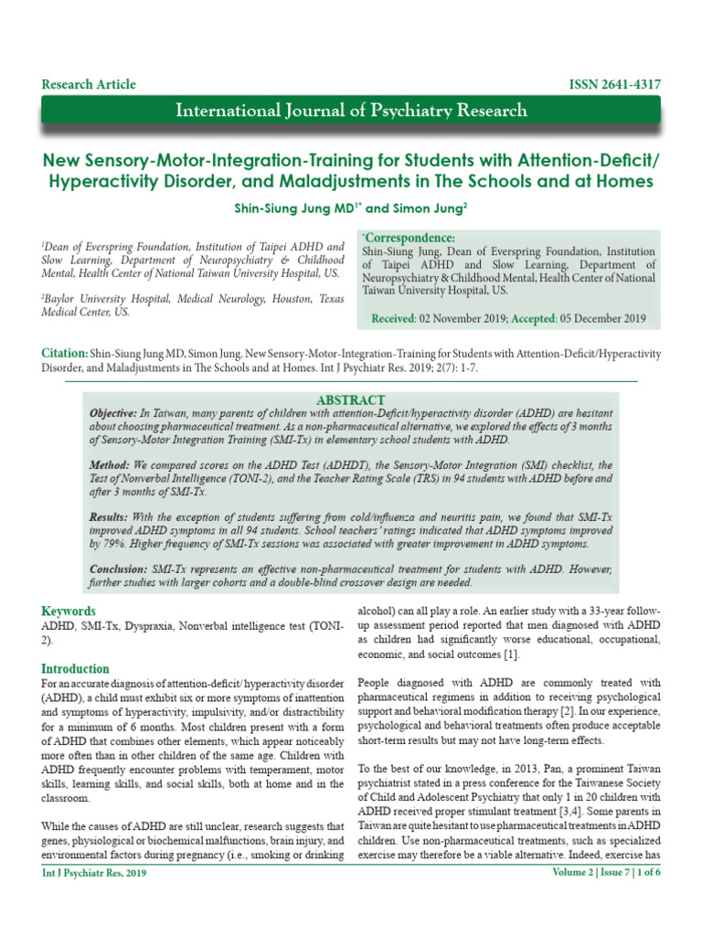 Sensory-Motor Training for ADHD | PDF | Attention Deficit Hyperactivity ...