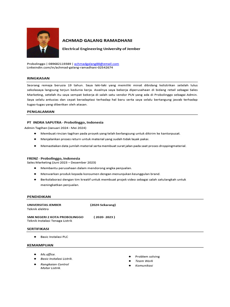 Cv_Achmad Galang | PDF