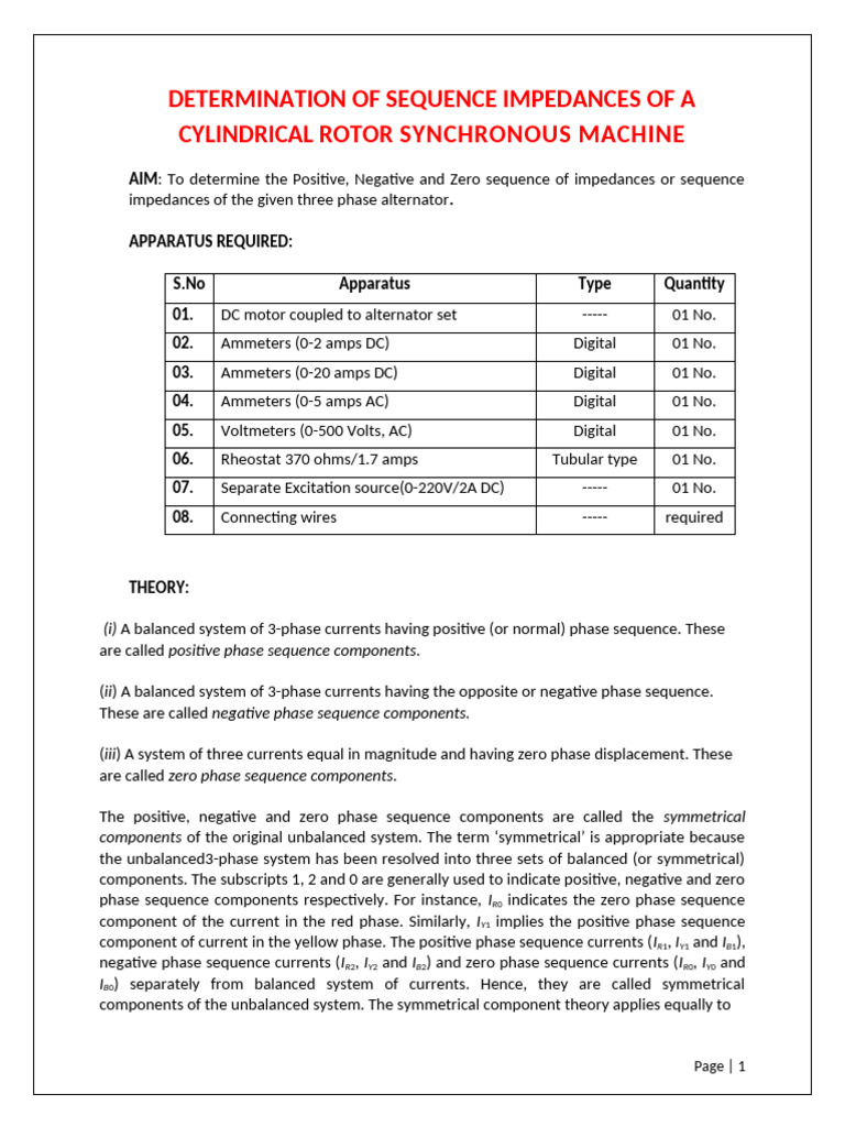 Sequence Impedance Alternator Manual | PDF | Electrical Impedance | Power (Physics)