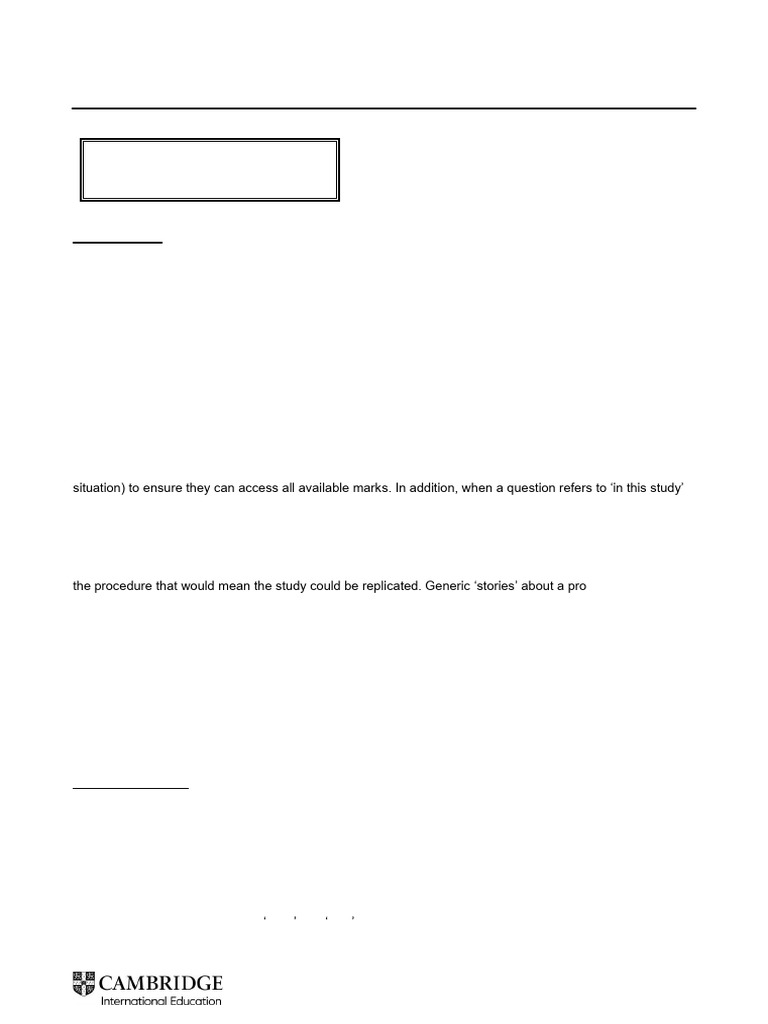 Psychology: Paper 9990/11 Approaches, Issues and Debates | PDF ...