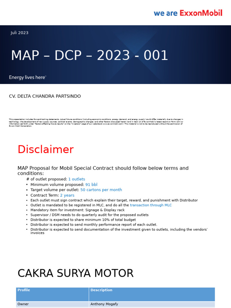 MAP 2023 Proposal DCP - Cakra Surya Motor | PDF | Standard Oil | Exxon ...