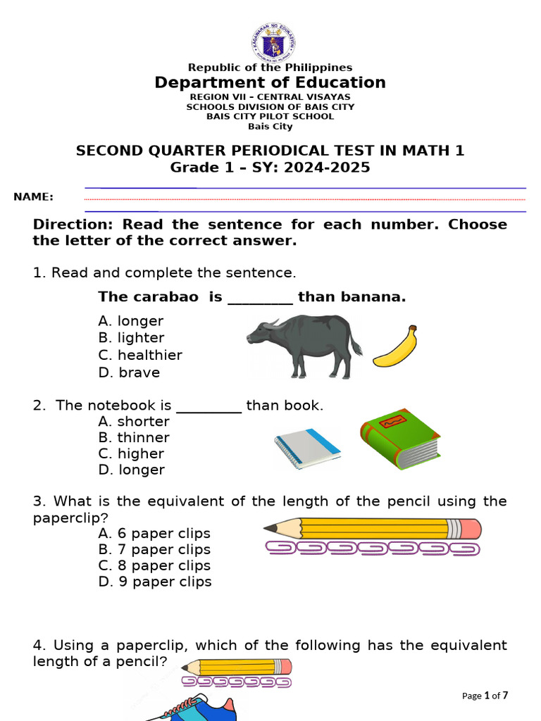 MATH 1 2nd Quarter Test Questionnaire - 2024-2025 | PDF | Office ...