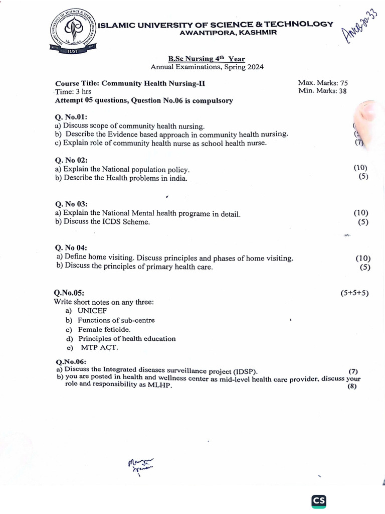 Community Health Nursing 2 4th Year | PDF