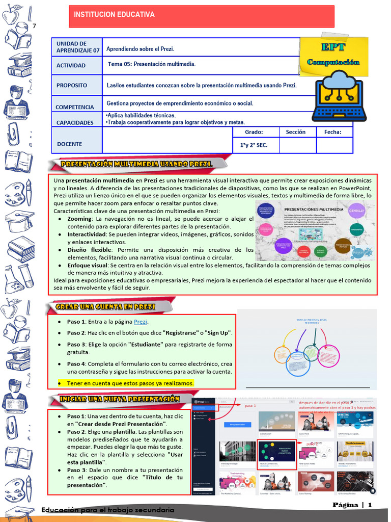 1°y2° EPT. COMPUTACION FICHA ACTV 05 UNIDAD 07 | PDF | Multimedia | Youtube