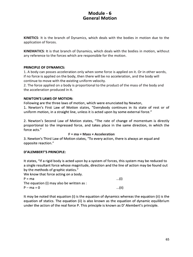 Module 6 General Motion | PDF