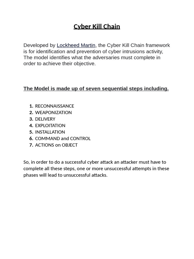 Cyber Kill Chain | PDF | Malware | Information Technology Management