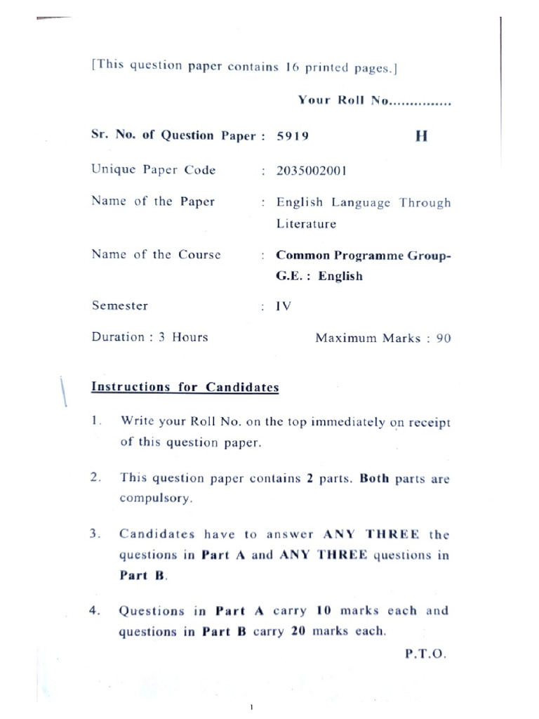ELTL II Sem IV May 2024 PYQ | PDF