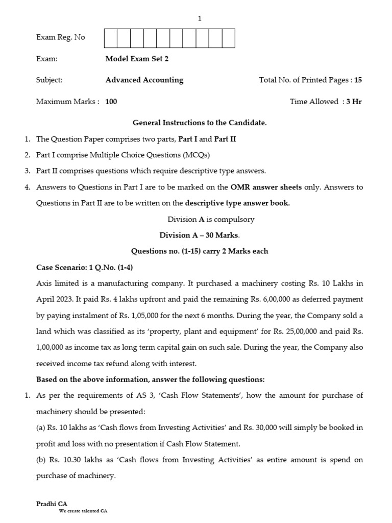 P1 Inter Model Exam Set2 Sep24 | PDF | Equity (Finance) | Expense