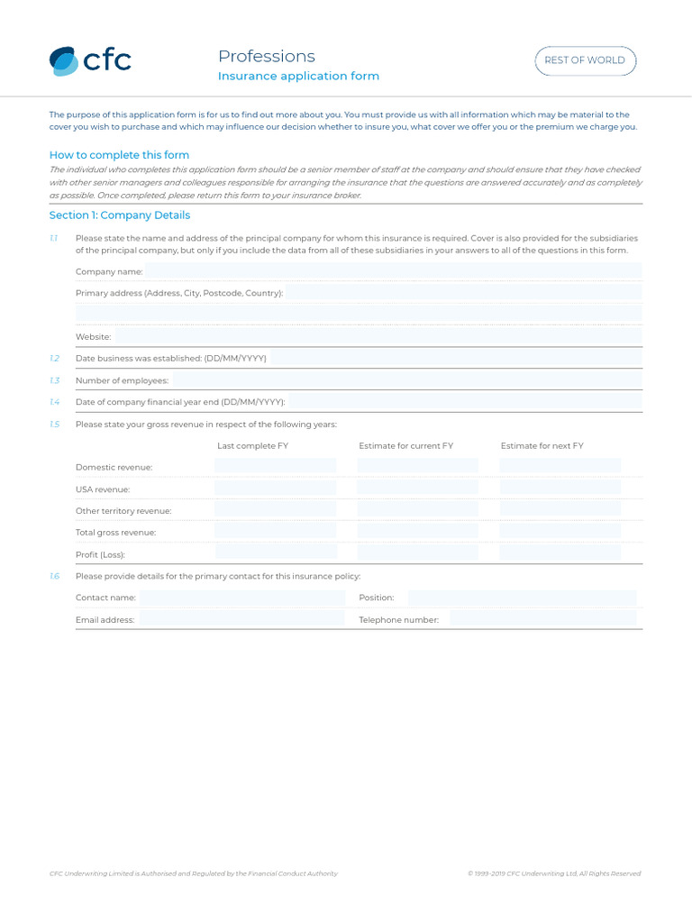 Professions: Insurance Application Form | PDF | Insurance ...