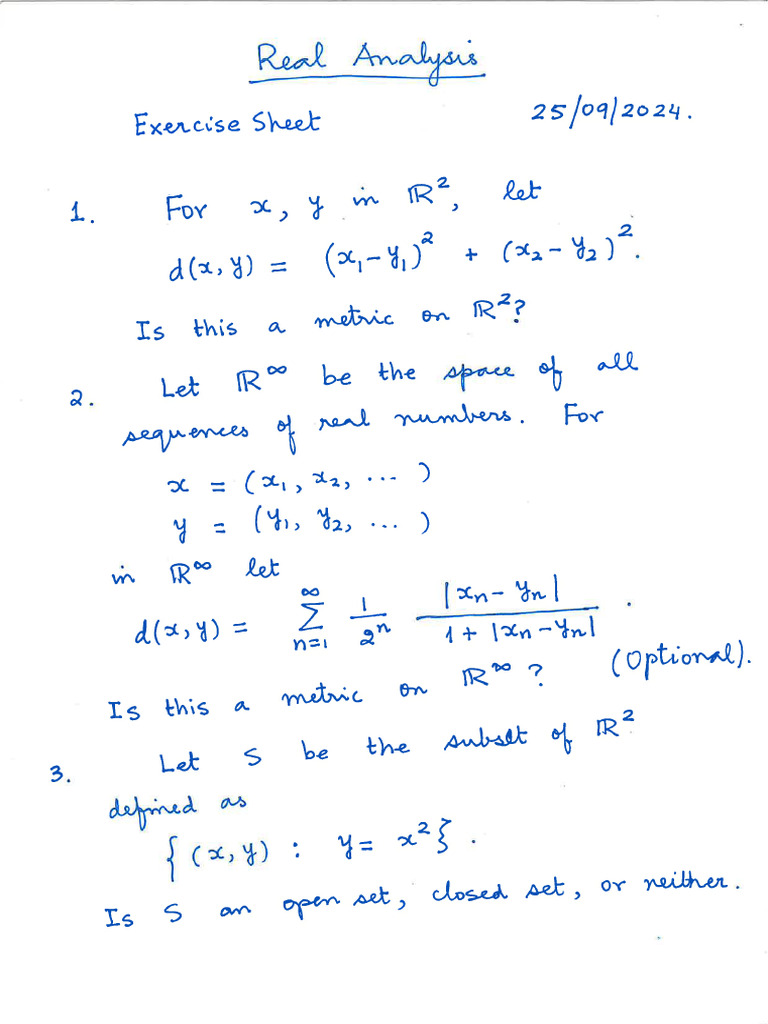 Real Analysis - Problem Sheet 5 - Fall 2024 | PDF