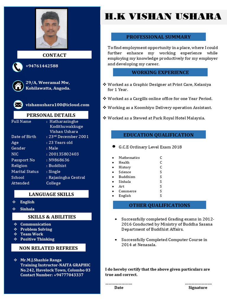 Job Seeker Profile: Vishan Ushara | PDF | Indian Philosophy | Indian ...