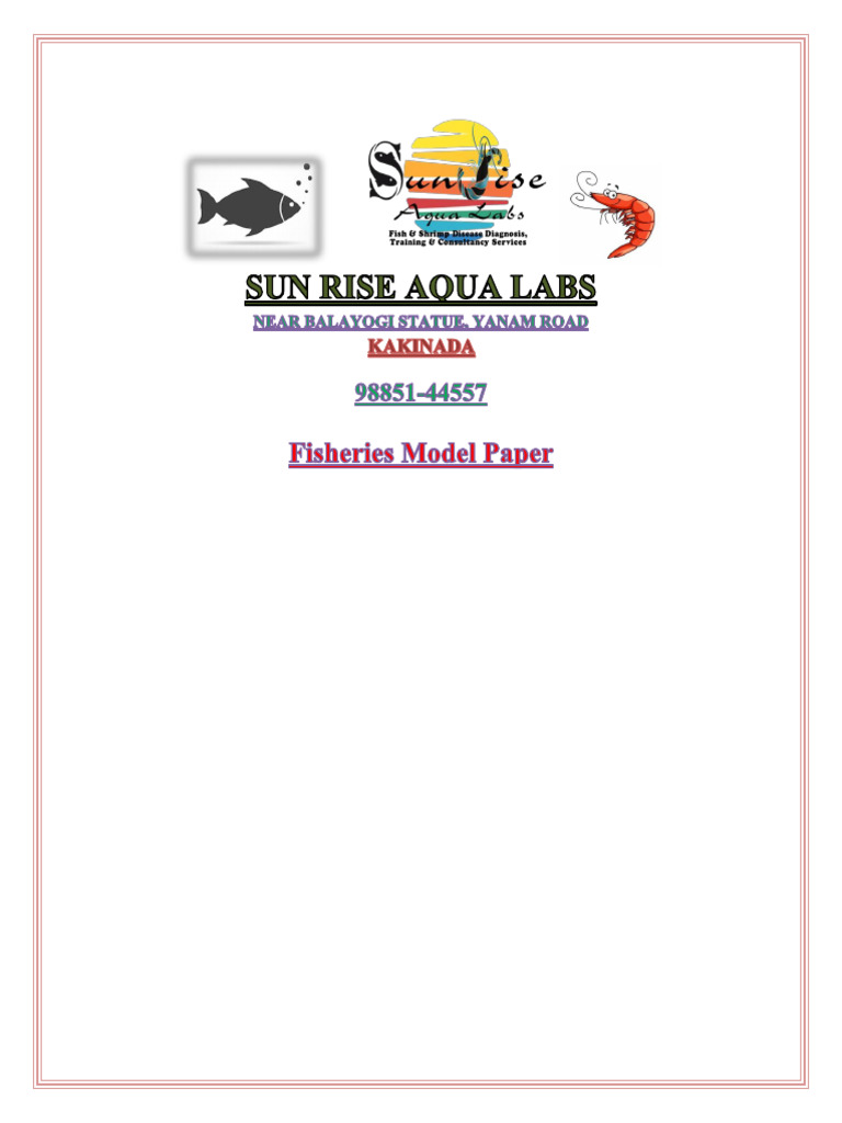 Fisheries Questions-Objective Type | PDF | Fish | Shrimp