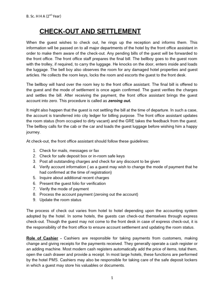 Hotel Check-Out Procedures Explained | PDF | Credit Card | Debit Card