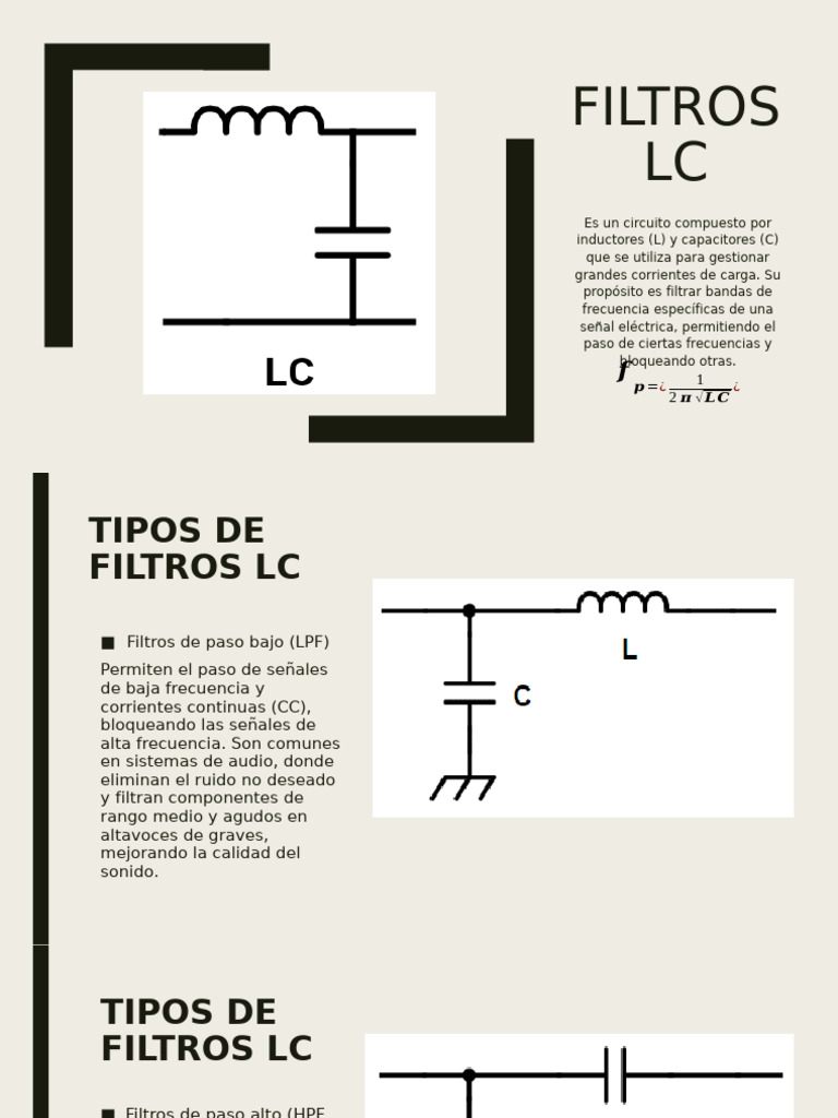 Filtros LC: Tipos y Aplicaciones | PDF | Filtro electronico | Rectificador