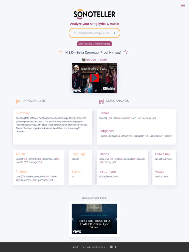sucker SONOTELLER.AI - AI song analyzer including lyrics and music ...