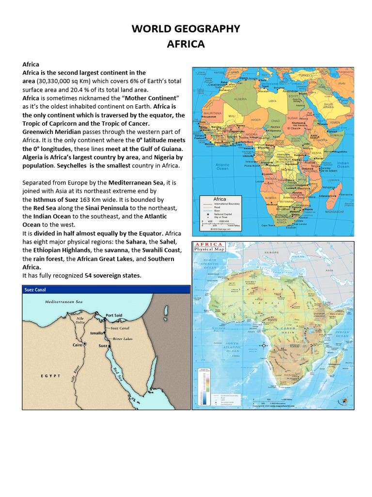 PDFs World Geography - Africa | PDF | Africa | Nile