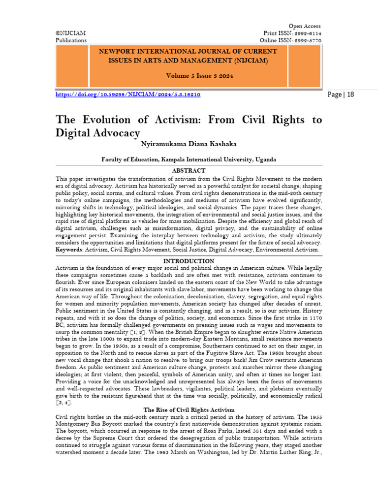 Evolution of Activism: Civil Rights to Digital | PDF | Activism ...
